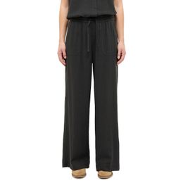 5-Pocket-Hose Mustang "Damen Style Lacey", Damen, Gr. 40, 4088 schwarz, Web, 70% Viskose, 30% Leinen, unifarben, weit, Hosen 5-Pocket-Hose