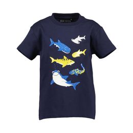T-Shirt Blue Seven, M&auml;dchen, Gr. 104, ultramarin, Single Jersey, Obermaterial: 100% Baumwolle, bedruckt, unifarben, Basic normal, Rundhals, Shirts T-Shirt