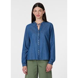 Jeansbluse Ragwear "ARIELA DENIM", Damen, Gr. L, blau, Web, Obermaterial: 60% Baumwolle, 40% Viskose, unifarben, washed, normal, Rundhals, Blusen Jeansbluse, Baumwoll-Viskosemix mit Knopfleiste und angenehmem Tragegef&uuml;hl