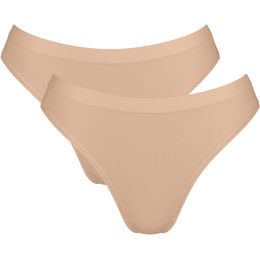 Tai-Slip Sloggi "GO Sense", Damen, Gr. XL, beige (peanut butter), Single Jersey, Obermaterial: 88% Modal, 12% Elasthan, figurbetont, Unterhosen, Modalmix, weich, elastisch, flache Kanten