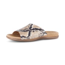 Pantolette Gabor, Damen, Gr. 39, sand, schwarz, Kalbsleder, Schuhe Pantolette, Sommerschuh, Schlupfschuh, Bequemschuh in Schlangenoptik