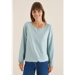 Langarmbluse Cecil, Damen, Gr. XXL (46), light mint blau, Stoff, 100% Viskose, unifarben, normal normal, Rundhals, B&uuml;ndchen, Blusen, aus softer Viskose