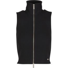 Allwetterjacke Karl Kani "Karl Kani Kani Rib Sleeveless Zip Jacket", Damen, Gr. S, schwarz, 97% Baumwolle, 3% Elasthan, unifarben, slim fit, amerikanischer Ausschnitt, Jacken