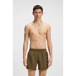Badeshorts HUGO UNDERWEAR "ABAS", Herren, Gr. L (52), N-Gr, gr&uuml;n (open gr&uuml;n 355), Microfaser, Polyester, kontrastfarbene Details, unifarben, Badehosen Badeshorts, seitlich mit gro&szlig;em HUGO Logo-Print