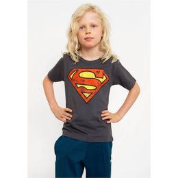 T-Shirt logoshirt "DC Comics &ndash; Superman", M&auml;dchen, Gr. 116, blau (dunkelblau), 100% Baumwolle, unifarben, normal, Rundhals, Shirts T-Shirt, mit lizenziertem Print