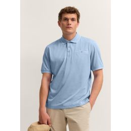 Poloshirt Bugatti, Herren, Gr. L, 320, hellblau, 50% Baumwolle, 50% Polyester, unifarben, normal, ohne Ausschnitt, Shirts, Modern Fit mit einer Brusttasche