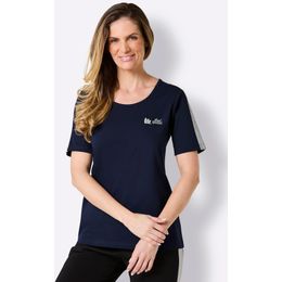 Kurzarmshirt feel good "Shirt", Damen, Gr. 40/42, marine, steingrau, 95% Baumwolle, 5% Elasthan, unifarben, Shirts