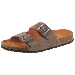 Pantolette VERBENAS "LUKE SERRAJE", Herren, Gr. 46, grau, Veloursleder, unifarben, Schuhe Pantolette, Sommerschuh, Hausschuh, Strandschuh, Urlaubsschuh mit zwei Riemen