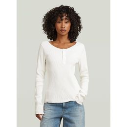 G-Star Raw T-Shirt G-STAR "Slim Henley Long Sleeve T-Shirt", Damen, Gr. L, milk, Obermaterial: 94% Baumwolle, 6% Elasthan, Shirts T-Shirt