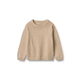Rundhalspullover Wheat "Wheat Knit Pullover Borris", Jungen, Gr. 104, warmsand, 100% Baumwolle, unifarben, normal, Rundhals, Pullover Rundhalspullover