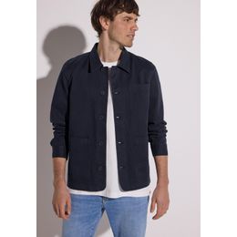 Kurzjacke Street One MEN, Herren, Gr. L (42), schwarz ink blau, Web, 98% Baumwolle, 2% Elasthan, unifarben, normal normal, V-Ausschnitt, abgesteppt, Jacken Kurzjacke, aus Baumwolle mit Stretchanteil
