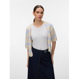 V&eacute;ro Moda Strickjacke VERO MODA "VMMAYBE 2/4 OPEN CARDIGAN NOOS", Damen, Gr. L, birch stripes:cashmere blau, parfait pink, Strick, Obermaterial: 100% Polyester, gestreift, normal, V-Ausschnitt, Strickjacken Strickjacke, Kunstfaser