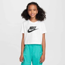 Laufshirt Nike Sportswear "Nike Sportswear Big Kids' (Girls') Cropped T-Shirt", Kinder, Gr. M (140/146), wei&szlig;, Obermaterial: 100% Baumwolle, Shirts Laufshirt, f&uuml;r Jugendliche, f&uuml;r sportliche Aktivit&auml;ten, aus weicher Baumwolle
