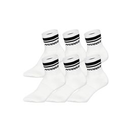 Kurzsocken HUDDLE "Socken HUDDLE 6pk Short Crew Socks Double Stripe 6er Pack", Herren, Gr. 35-38, wei&szlig;, Obermaterial: 81% Polyester PES. 16% Baumwolle CO. 3% Elasthan EL., Socken