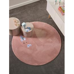 Hochflor Shaggyteppich Yumi Pink &oslash; 160 cm - Hochflor Teppich f&uuml;r Wohnzimmer