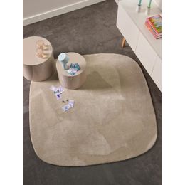 Hochflor Shaggyteppich Yumi Beige 160x160 cm - Hochflor Teppich f&uuml;r Wohnzimmer