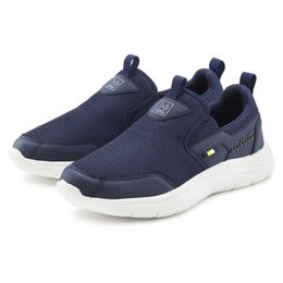 Sneaker John Devin "Freizeitschuh, Halbschuh, Slipper, Turnschuh, Slip-On-Sneaker", Herren, Gr. 39, blau (marine), Obermaterial: 70% Textilmaterial, 30% Lederimitat. Decksohle: 100% Textilmaterial. Futter: 100% Textilmaterial. Laufsohle: 100% Synthetik, unifarben, Basic, Schuhe Sneaker, zum Reinschl&uuml;pfen Unisex VEGAN