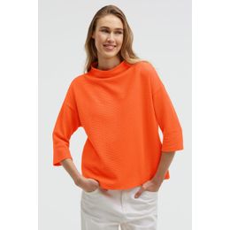 Rundhalsshirt SENSES.THE LABEL, Damen, Gr. L, iconic orange, Single Jersey, Material: 96% Baumwolle, 4% Elasthan, unifarben, gerade normal, Rundhals, eingesetzt gerader Abschluss, Shirts Rundhalsshirt, mit Baumwolle