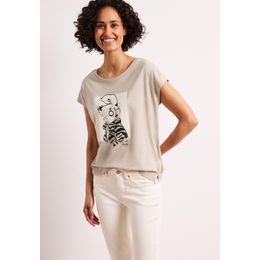 T-Shirt Street One, Damen, Gr. 36, clay sand, Stoff, 50% Modal, 50% Baumwolle, bedruckt, comfort fit normal, Rundhals, normaler Saum, Shirts T-Shirt, mit Fotoprint