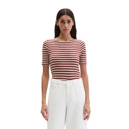 Marc O'Polo T-Shirt MARC O'POLO "aus Organic Cotton-Jersey", Damen, Gr. L, medium rot, Obermaterial: 100% Baumwolle, gestreift, Basic, regular fit, U-Boot-Ausschnitt, normaler Saum, Shirts T-Shirt
