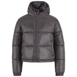 Winterjacke Urban Classics "Urban Classics Boys Shiny Puffer Jacket With Hood", M&auml;dchen, Gr. 146/152, magnet, 100% Nylon, unifarben, normal, ohne Ausschnitt, Jacken Winterjacke