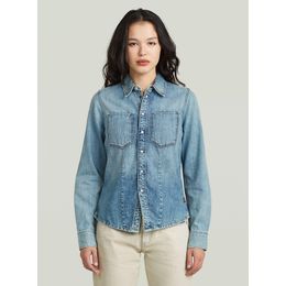 G-Star Raw Langarmshirt G-STAR "Kick Slim Hemd", Damen, Gr. L, antique blau kyanite, Obermaterial: 100% Baumwolle, Shirts Langarmshirt