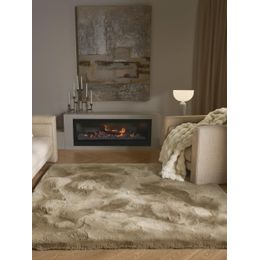 benuta Finest Hochflor Shaggyteppich Lux Taupe 200x200 cm - Hochflor Teppich f&uuml;r Wohnzimmer