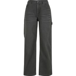 Stoffhose Karl Kani "Karl Kani Karl Kani OG Baggy Workwear Pants", Damen, Gr. L, US-Gr&ouml;&szlig;en, anthrazit, 98% Baumwolle, 2% Elasthan, unifarben, loose fit, Hosen Stoffhose