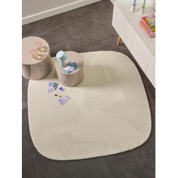Hochflor Shaggyteppich Yumi Ivory 160x160 cm - Hochflor Teppich f&uuml;r Wohnzimmer