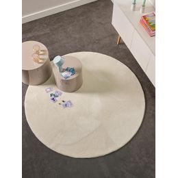 Hochflor Shaggyteppich Yumi Ivory &oslash; 160 cm - Hochflor Teppich f&uuml;r Wohnzimmer