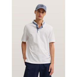 Poloshirt Bugatti, Herren, Gr. L, 10, wei&szlig;, 100% Baumwolle, unifarben, normal, ohne Ausschnitt, Shirts, Modern Fit aus reiner Baumwolle