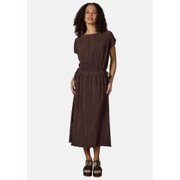 Plisseekleid Ragwear "Galit YOUMODO", Damen, Gr. XXL (44), Normalgr&ouml;&szlig;en, schwarz choco, Material: 65% Polyester, 35% Viskose, figurumspielend ca. Mitte Wade, ohne Ausschnitt, Fledermaus&auml;rmel, Kleider, Lockeres Plissee-Sommerkleid