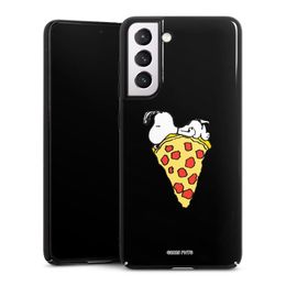 DeinDesign Galaxy S21 FE 5G Handy Hard Case Schutzh&uuml;lle schwarz Smartphone Backcover Peanuts Pizza Snoopy Hard Case