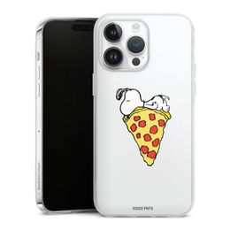 DeinDesign iPhone 14 Pro Max Handy Silikon H&uuml;lle Case transparent Handyh&uuml;lle Peanuts Pizza Snoopy Silikon Case