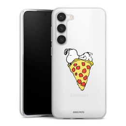 DeinDesign Galaxy S23+ Handy Silikon H&uuml;lle Case transparent Handyh&uuml;lle Peanuts Pizza Snoopy Silikon Case