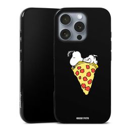 DeinDesign iPhone 16 Pro Handy Silikon H&uuml;lle Case schwarz Handyh&uuml;lle Peanuts Pizza Snoopy