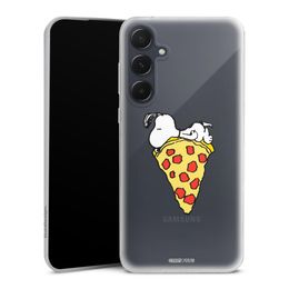 DeinDesign Galaxy A55 5G Handy Slim Case Silikon Handyh&uuml;lle transparent H&uuml;lle extra d&uuml;nn Peanuts Pizza Snoopy Silikon Slim Case