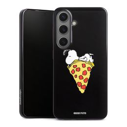DeinDesign Galaxy S25 Handy Slim Case extra d&uuml;nn Silikon Handyh&uuml;lle schwarz H&uuml;lle Peanuts Pizza Snoopy Silikon Slim Case