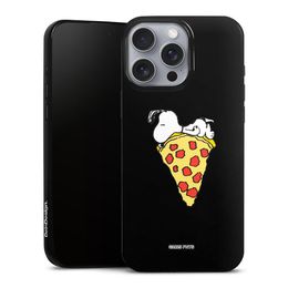 DeinDesign iPhone 16 Pro Max Handy Slim Case extra d&uuml;nn Silikon Handyh&uuml;lle schwarz H&uuml;lle Peanuts Pizza Snoopy Silikon Slim Case