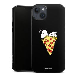 DeinDesign iPhone 14 Plus Handy Silikon H&uuml;lle Case schwarz Handyh&uuml;lle Peanuts Pizza Snoopy