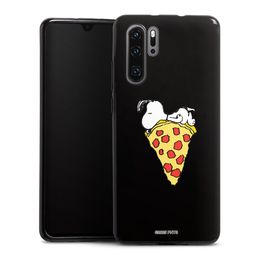 DeinDesign Huawei P30 Pro Handy Silikon H&uuml;lle Case schwarz Handyh&uuml;lle Peanuts Pizza Snoopy