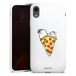 DeinDesign iPhone Xr Handy Silikon H&uuml;lle Case wei&szlig; Handyh&uuml;lle Peanuts Pizza Snoopy Silikon Case