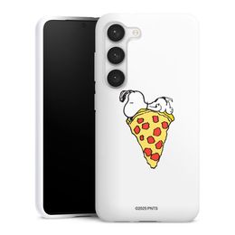 DeinDesign Galaxy S23 Handy Silikon H&uuml;lle Case wei&szlig; Handyh&uuml;lle Peanuts Pizza Snoopy Silikon Case