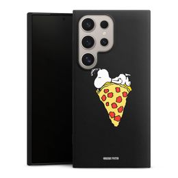 DeinDesign Galaxy S24 Ultra Handy Premium Silikon H&uuml;lle Handyh&uuml;lle schwarz Case Peanuts Pizza Snoopy Silikon Premium Case