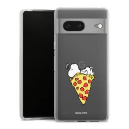 DeinDesign Google Pixel 7 Handy Silikon H&uuml;lle Case transparent Handyh&uuml;lle Peanuts Pizza Snoopy Silikon Case
