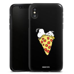 DeinDesign iPhone Xs Handy Silikon H&uuml;lle Case schwarz Handyh&uuml;lle Peanuts Pizza Snoopy
