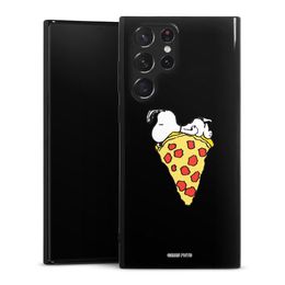 DeinDesign Galaxy S22 Ultra Handy Silikon H&uuml;lle Case schwarz Handyh&uuml;lle Peanuts Pizza Snoopy