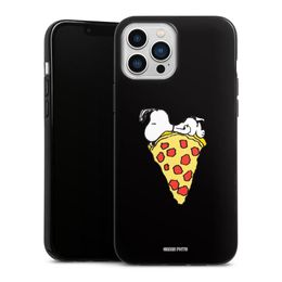 DeinDesign iPhone 13 Pro Max Handy Silikon H&uuml;lle Case schwarz Handyh&uuml;lle Peanuts Pizza Snoopy