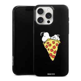 DeinDesign iPhone 15 Pro Max Handy Silikon H&uuml;lle Case schwarz Handyh&uuml;lle Peanuts Pizza Snoopy