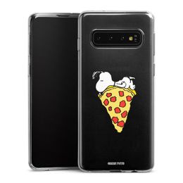 DeinDesign Galaxy S10 Handy Slim Case Silikon Handyh&uuml;lle transparent H&uuml;lle extra d&uuml;nn Peanuts Pizza Snoopy Silikon Slim Case
